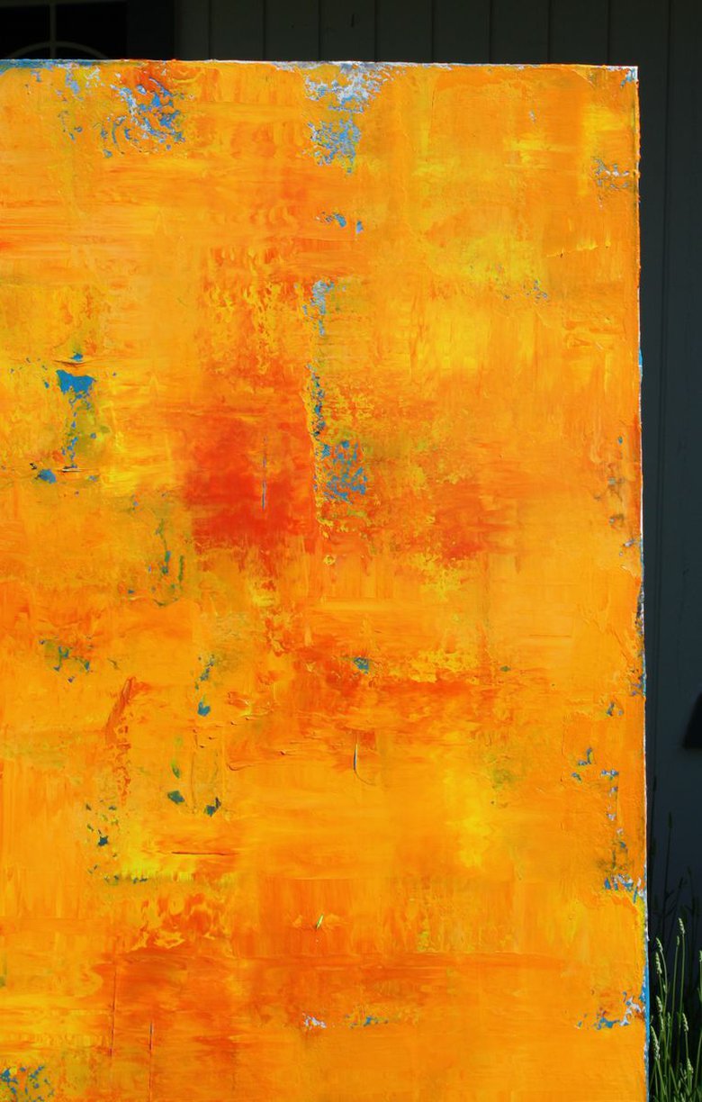 Abstract Yellow Orange Concept I (40x40x1.5) Acrylic painting: Robert ...