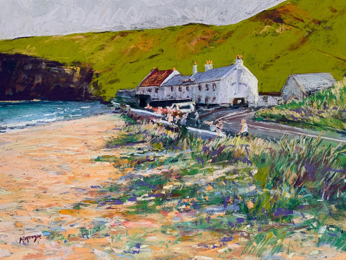 Waiting at the Ship, Saltburn Pastel drawing: Andrew Moodie | Artfinder