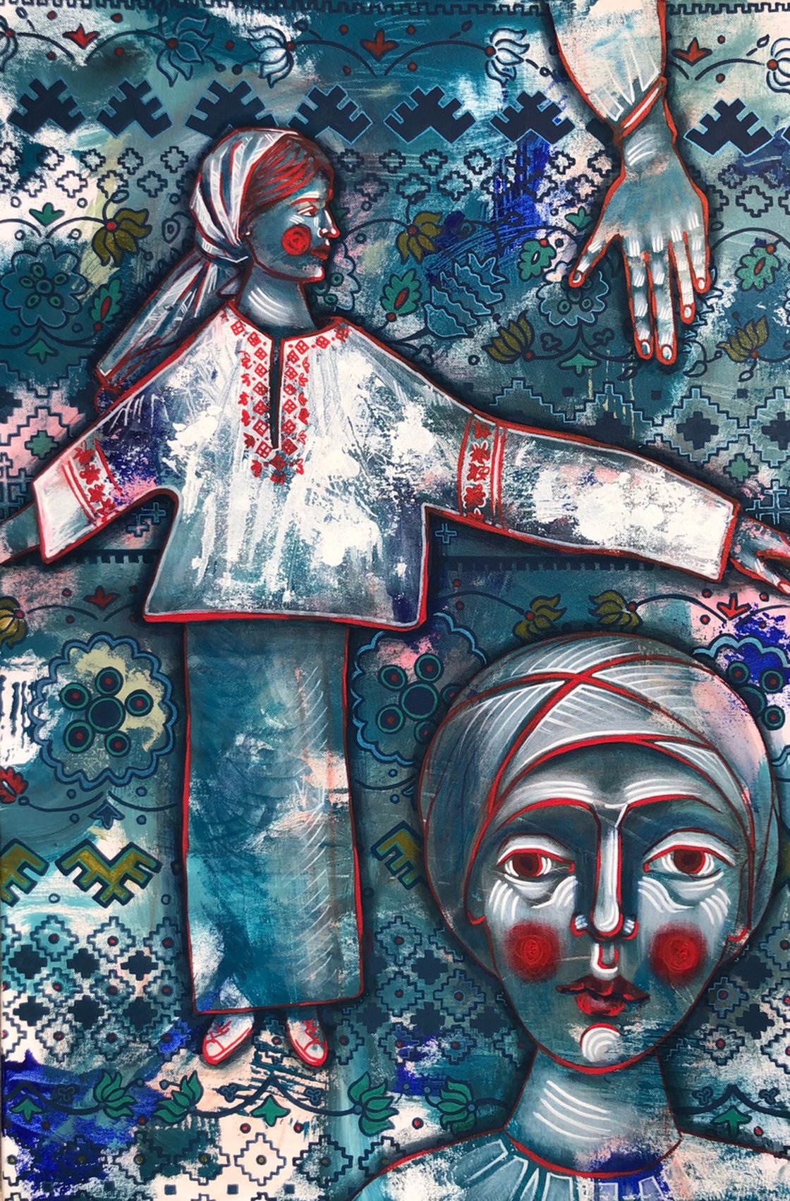 “I am” big blue contemporary Acrylic painting: Yuliia Chaika | Artfinder