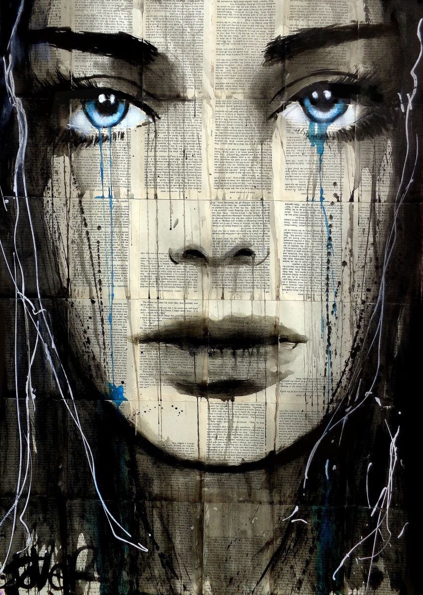 STARK BLUE Ink drawing by Loui Jover | Artfinder