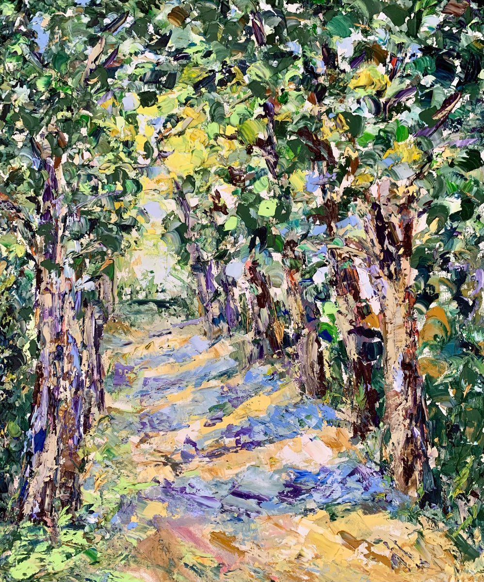 Original Oil Painting - Linden Alley by Vilma Gataveckienė