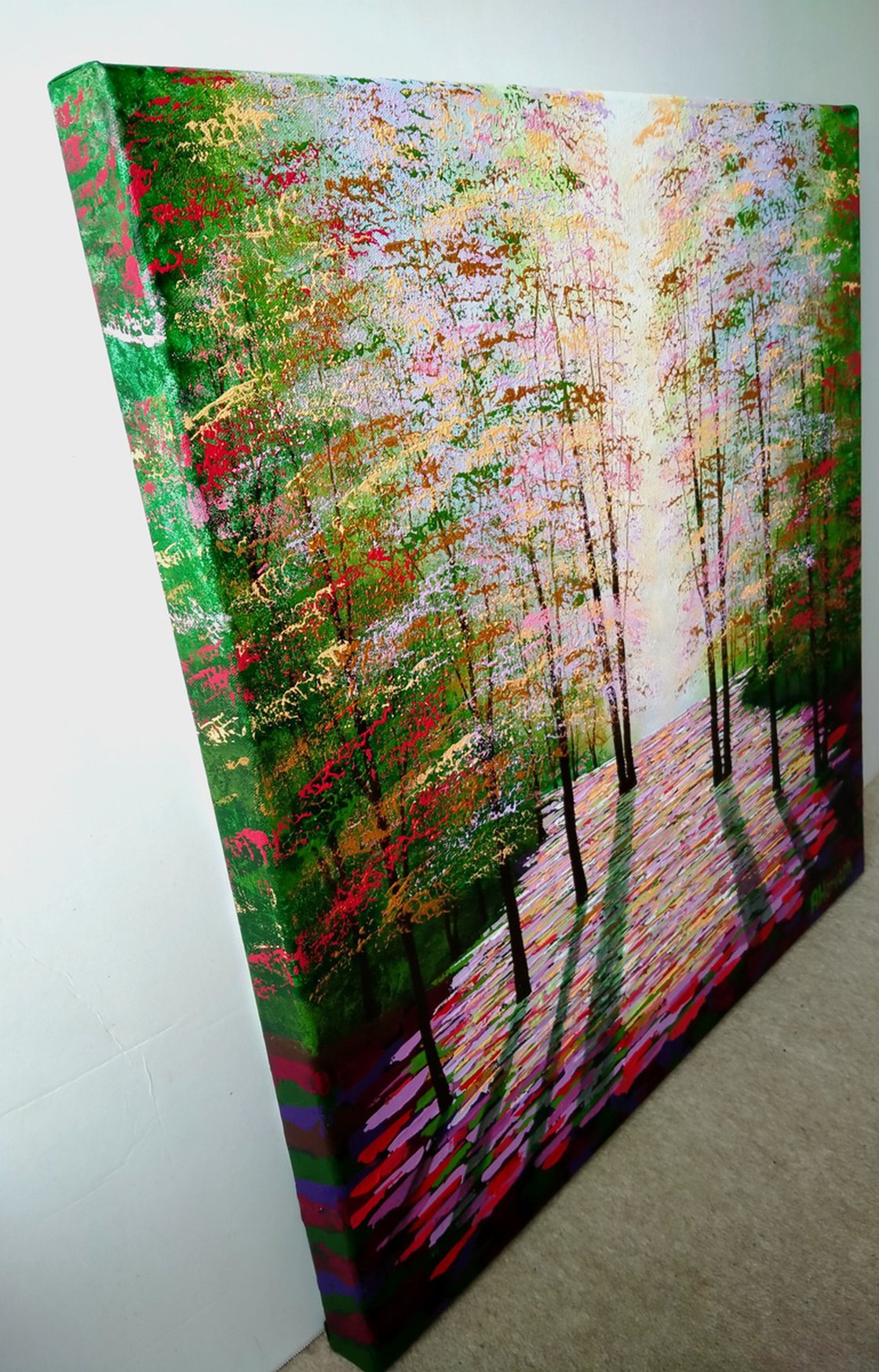 Original Acrylic Painting - Forest in Amber by Amanda Horvath