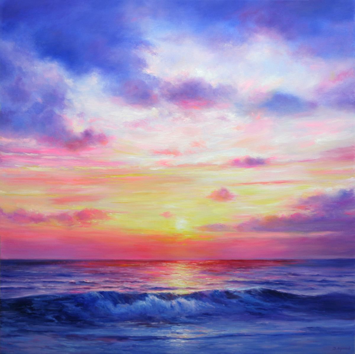 Mediterranean Sunset - 100x100 cm - 39"x39" - Or | Artfinder