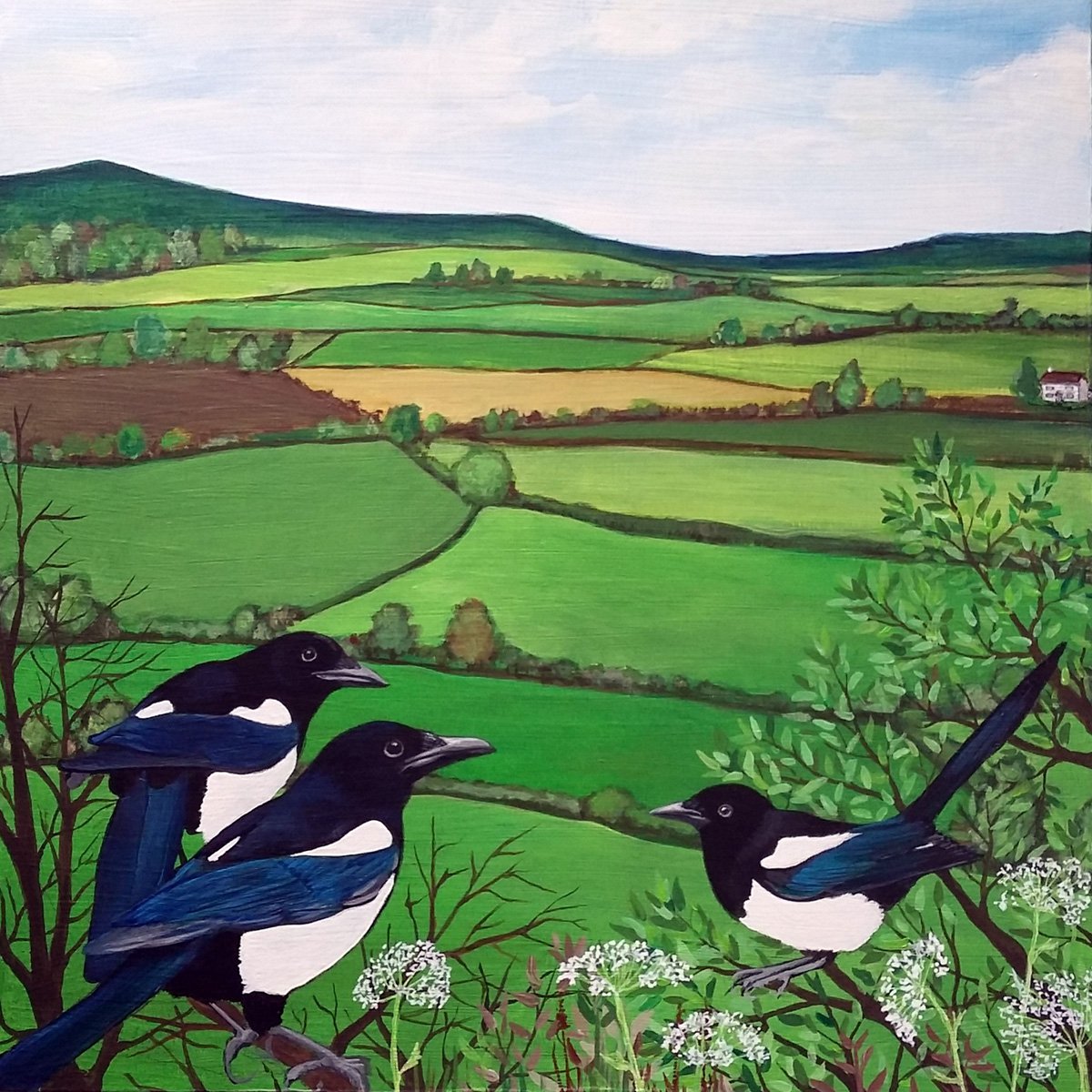 The magpie wedding Acrylic painting: Carolynne Coulson | Artfinder