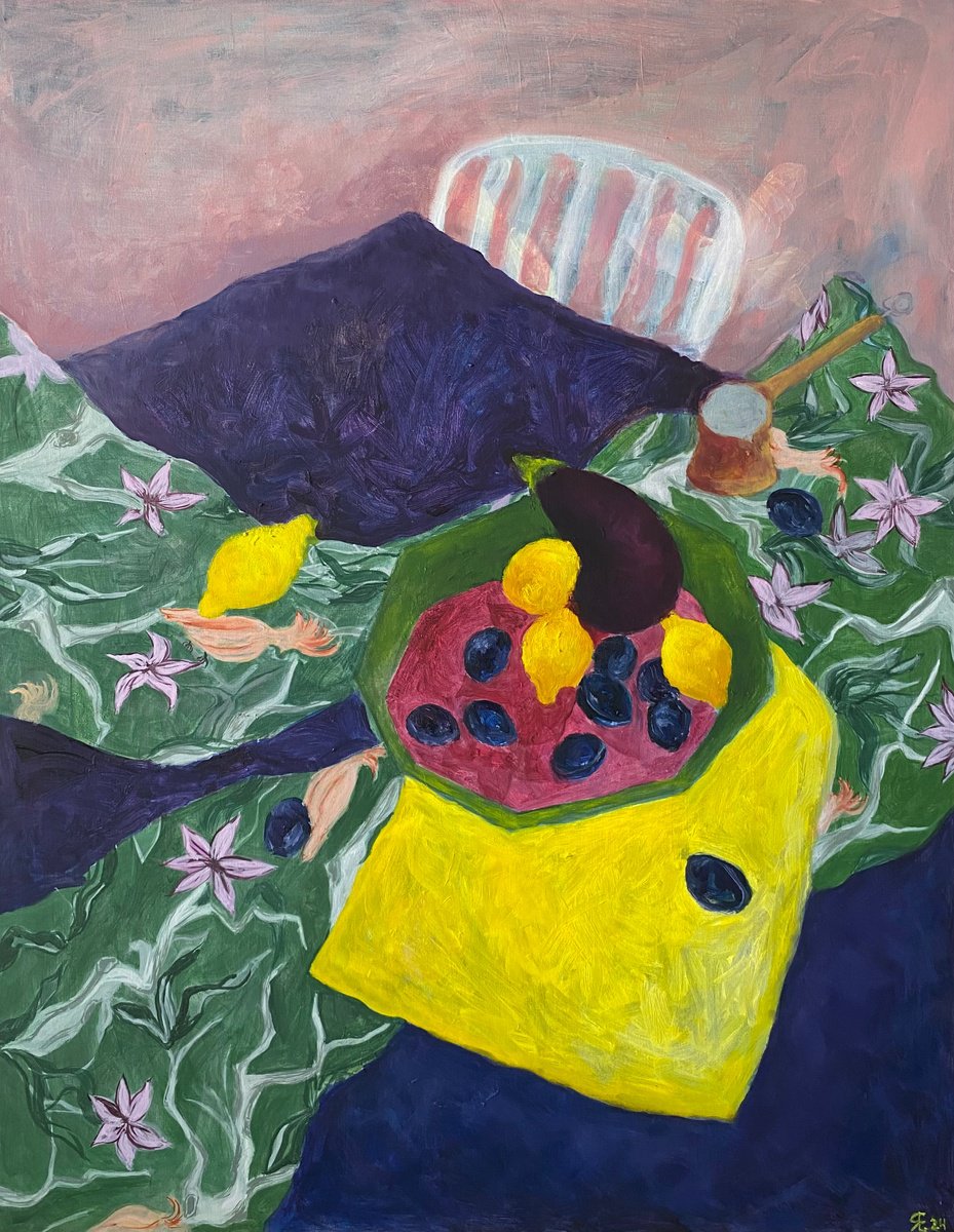 Still life with a tablecloth Oil painting by Zhenya Yazvicheva | Artfinder