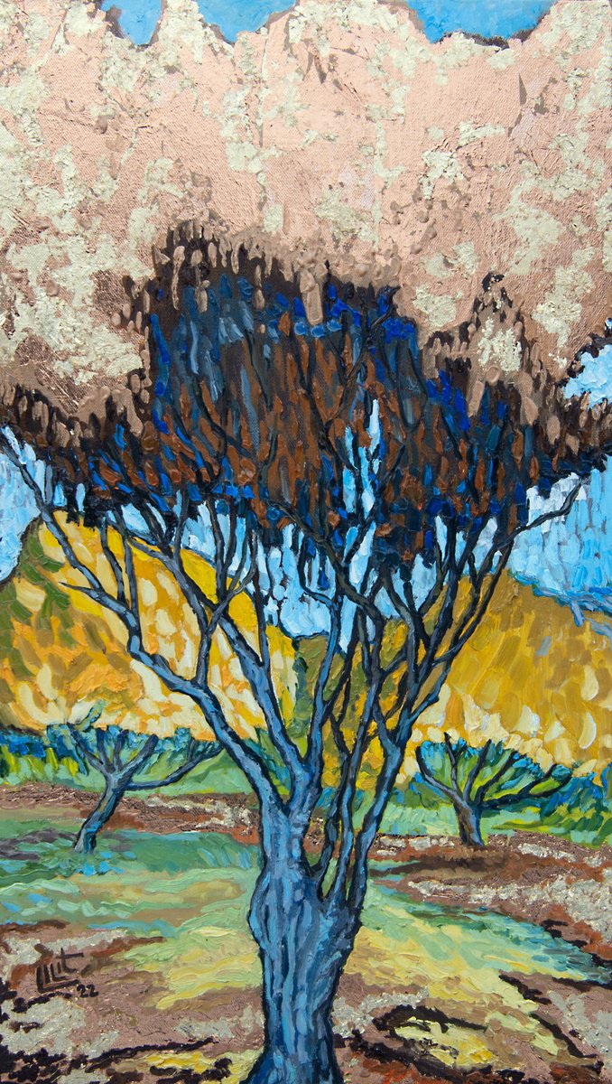 Golden Almond Tree Oil painting by Lilit Vardanyan | Artfinder