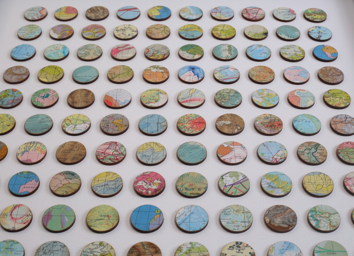 Custom artwork for Erika - map dots original framed artwork Collage by ...