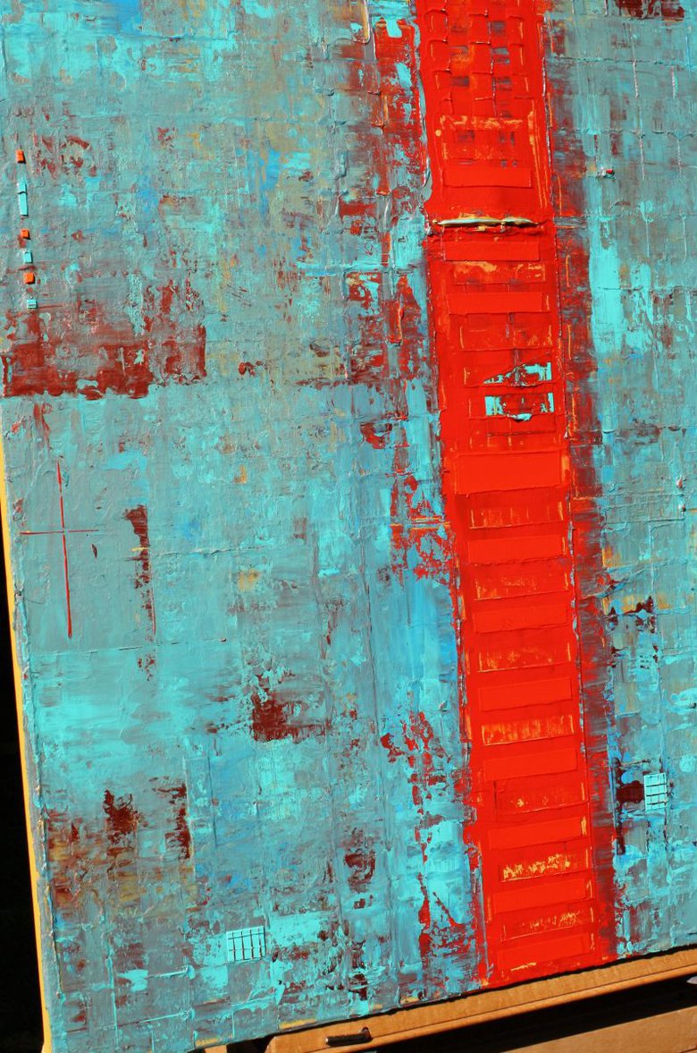 Primitive Abstract Red Line Acrylic painting by Robert Lynn | Artfinder