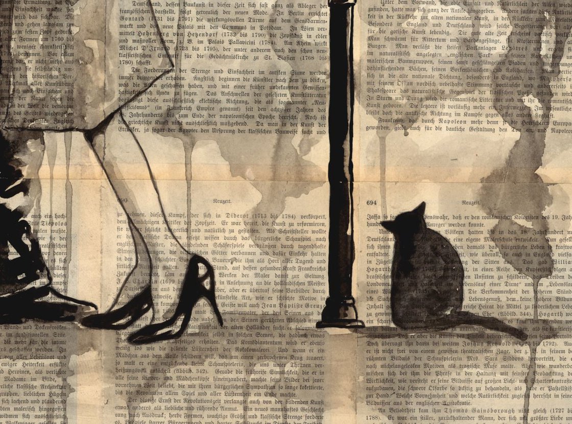 Black wet cat Ink drawing: Krzyzanowski Art | Artfinder