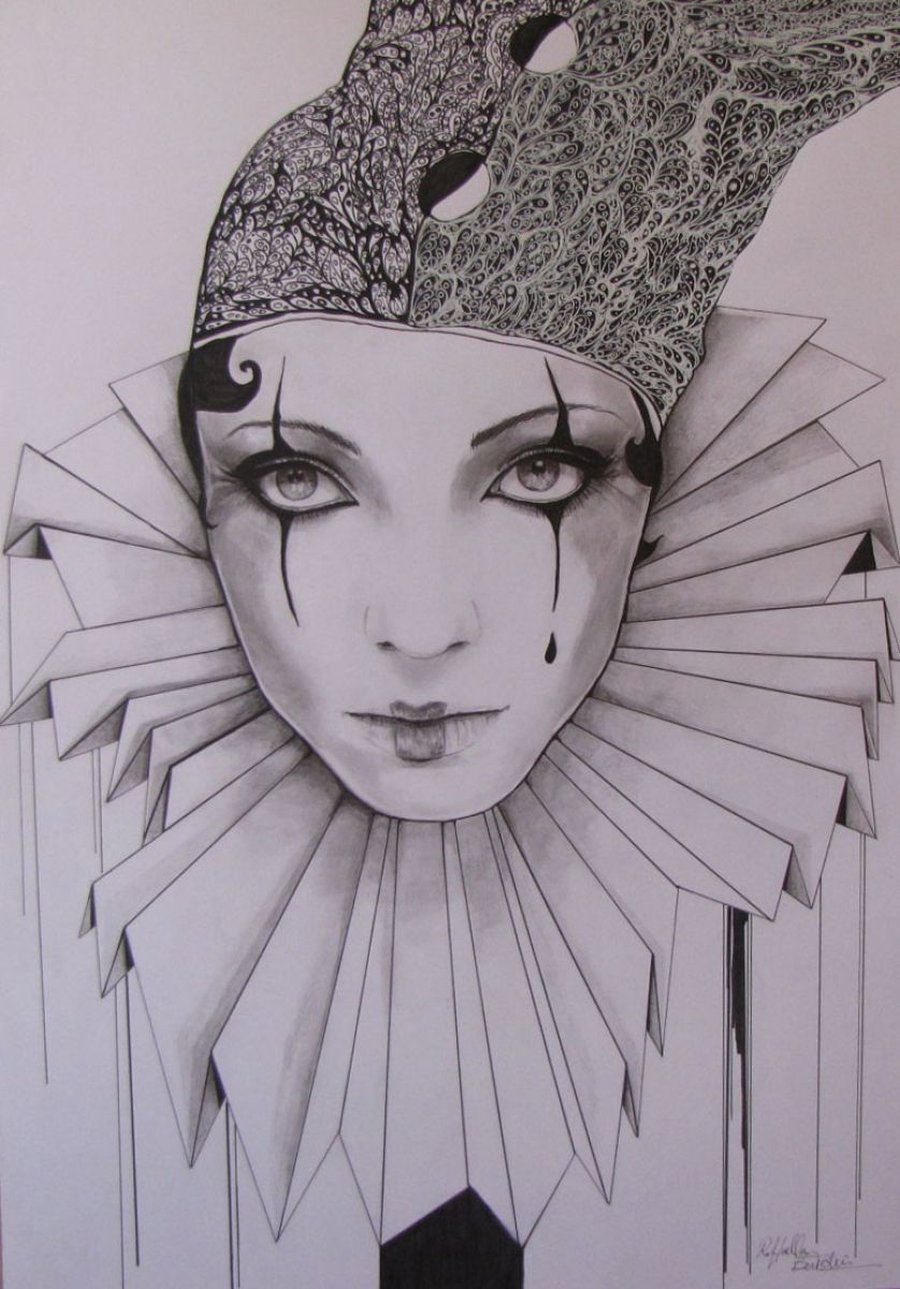 "Moonstruck Pierrot" Pencil drawing: Raffaella Bertolini | Artfinder