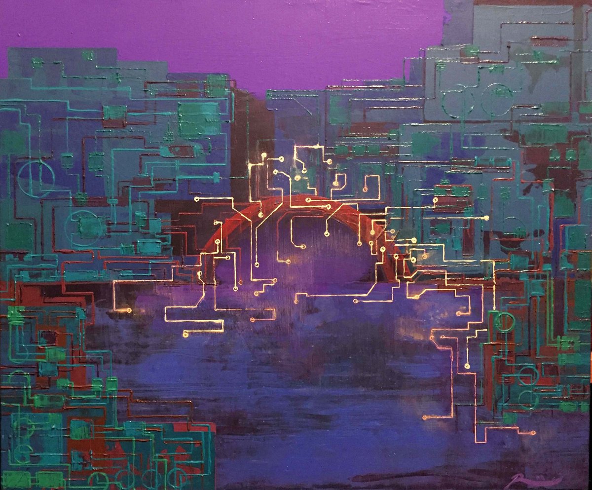 Electrical Insects II (Kyoto) Acrylic painting by Rebecca J. White ...