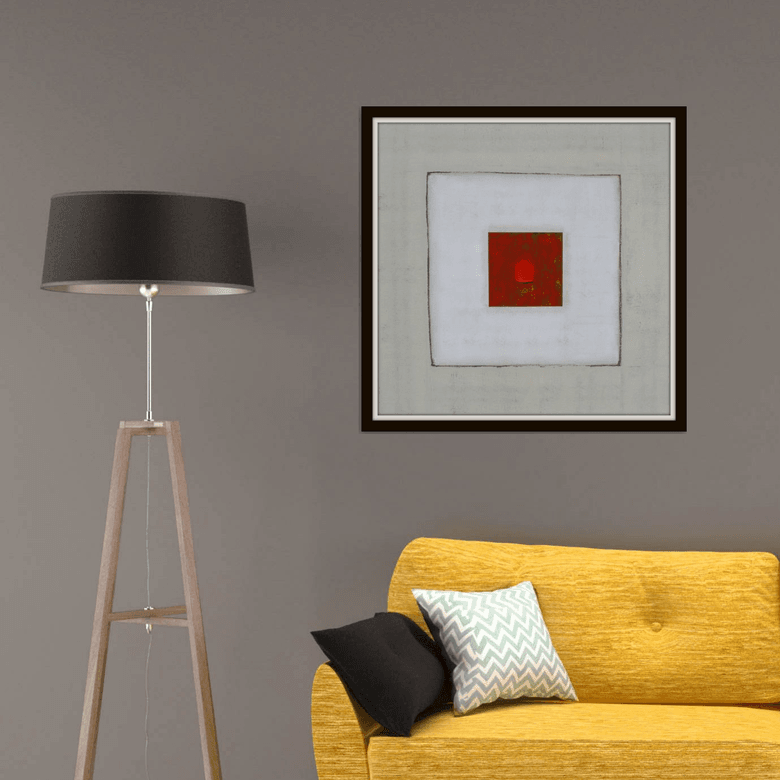 Abstract Little Red Painting Panel I (36x36 inches) Acrylic painting ...