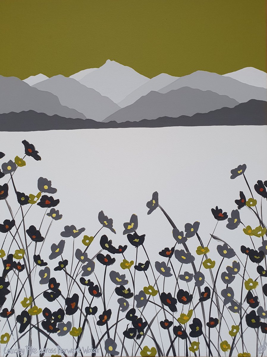 Causey Pike across Derwent Water, The Lake District Acrylic painting by ...