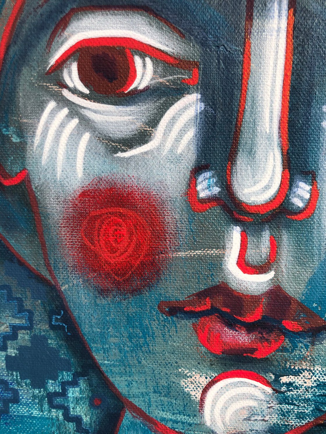 “I am” big blue contemporary Acrylic painting: Yuliia Chaika | Artfinder