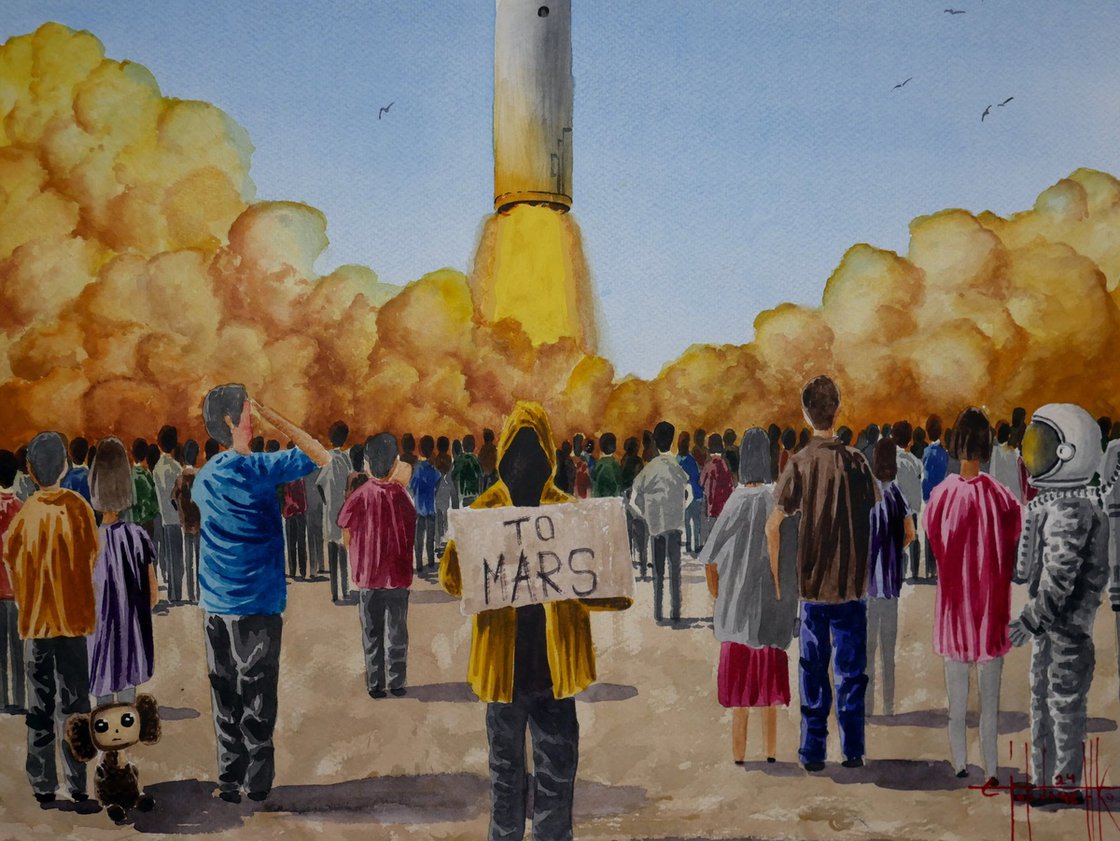To Mars. Part one Watercolour: Eugene Gorbachenko | Artfinder
