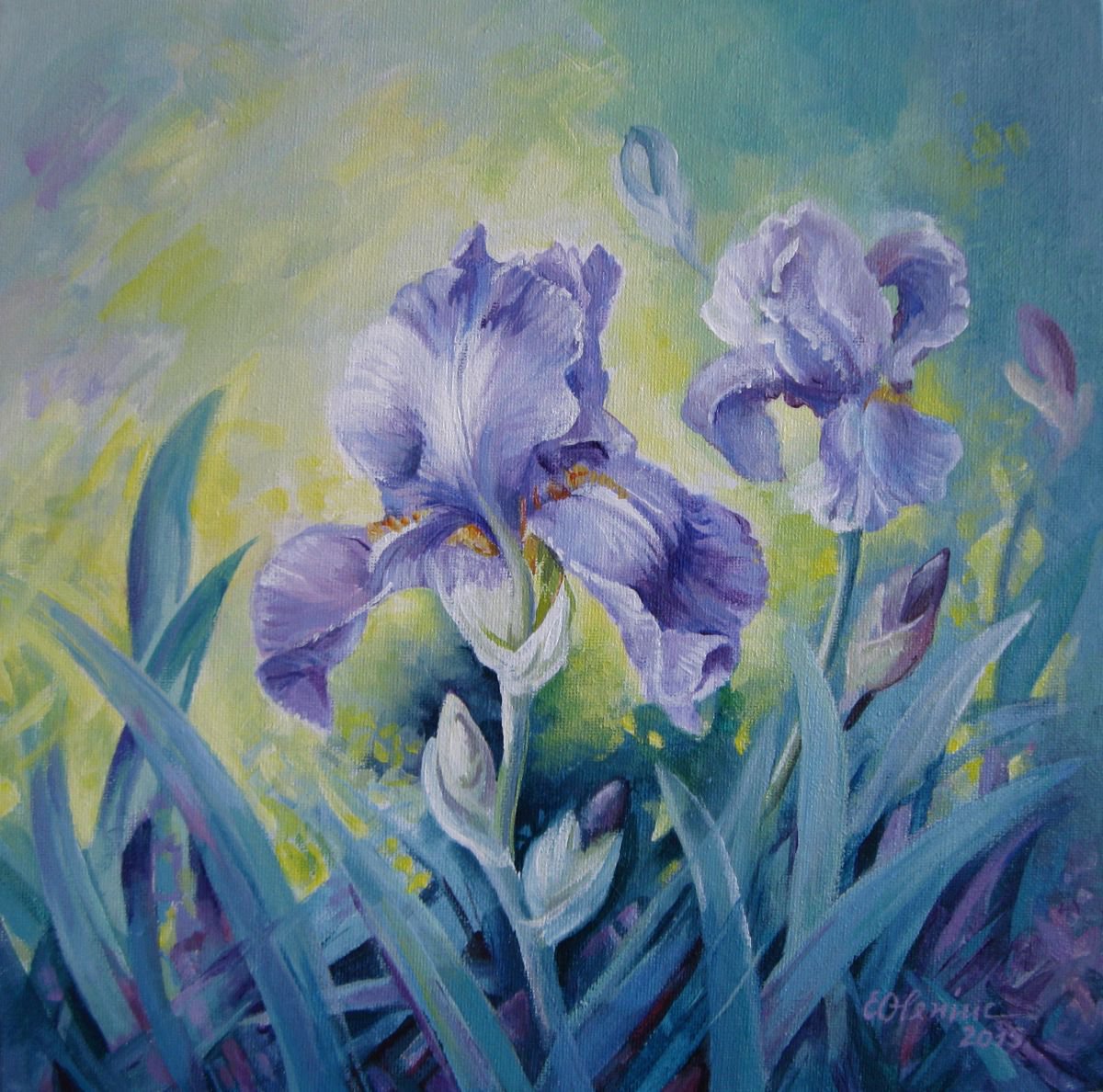 Irises Acrylic painting by Elena Oleniuc | Artfinder