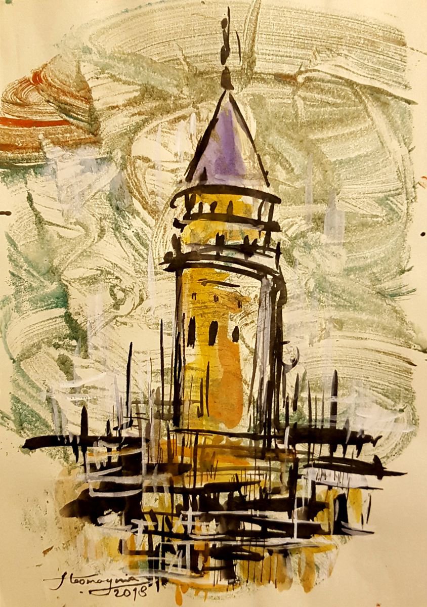 Galata Tower 3, Istanbul Ink drawing by Jamaleddin Toomajnia | Artfinder