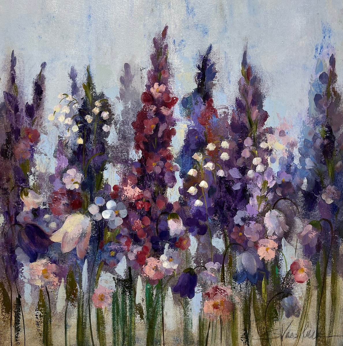Periwinkle Field Acrylic painting: Silvia Vassileva | Artfinder