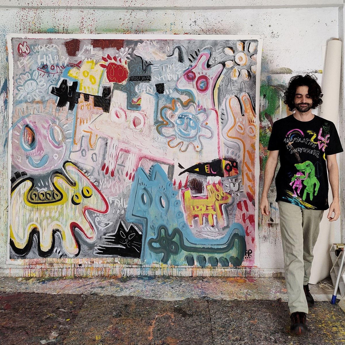 DON´T WORRY BE HAPPY Acrylic painting: Angel Rivas | Artfinder