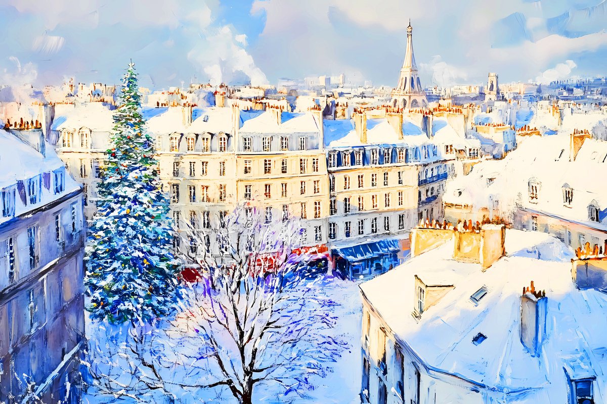 Christmas in morning Paris Digital Art (Giclée) by BAST | Artfinder