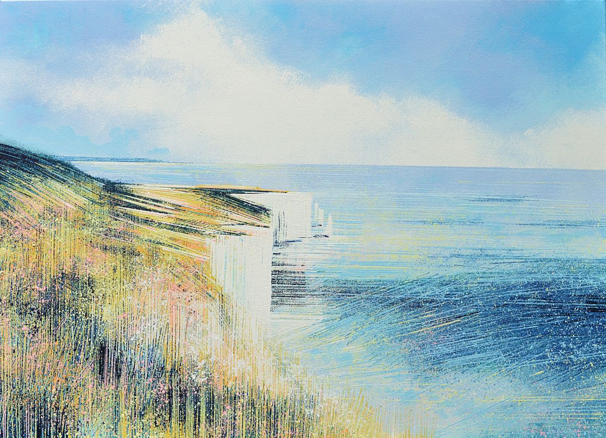 Dorset Coastal Cliffs In Bright Sunlight Acrylic painting by Marc Todd ...