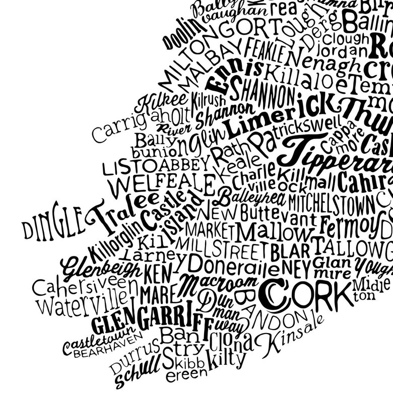 Great British Type Map (A2) Digital Art (Giclée) by Dex | Artfinder