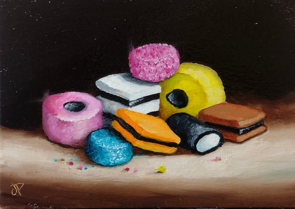 Liquorice Allsorts candy sweets still life Oil painting: Jane Palmer ...