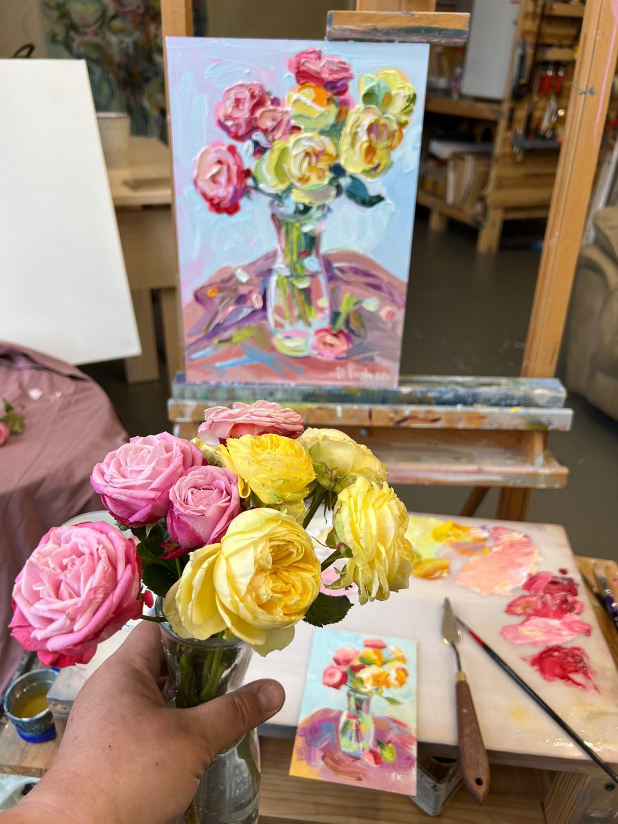 Roses in Vase Oil painting by Ole Karako | Artfinder