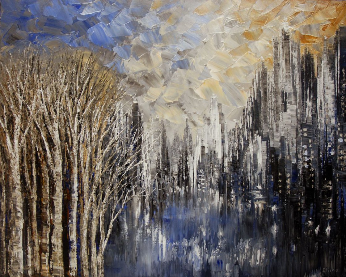 "Tall Trees Tall Towers" Acrylic painting: Tatiana Iliina | Artfinder