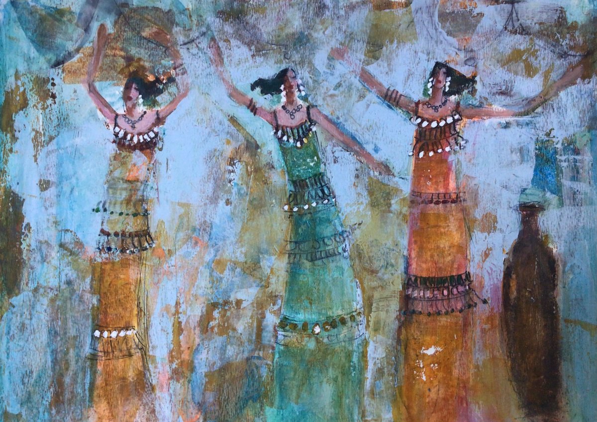 ANCIENT DANCING QUEENS Mixed-media painting by Roma Mountjoy | Artfinder