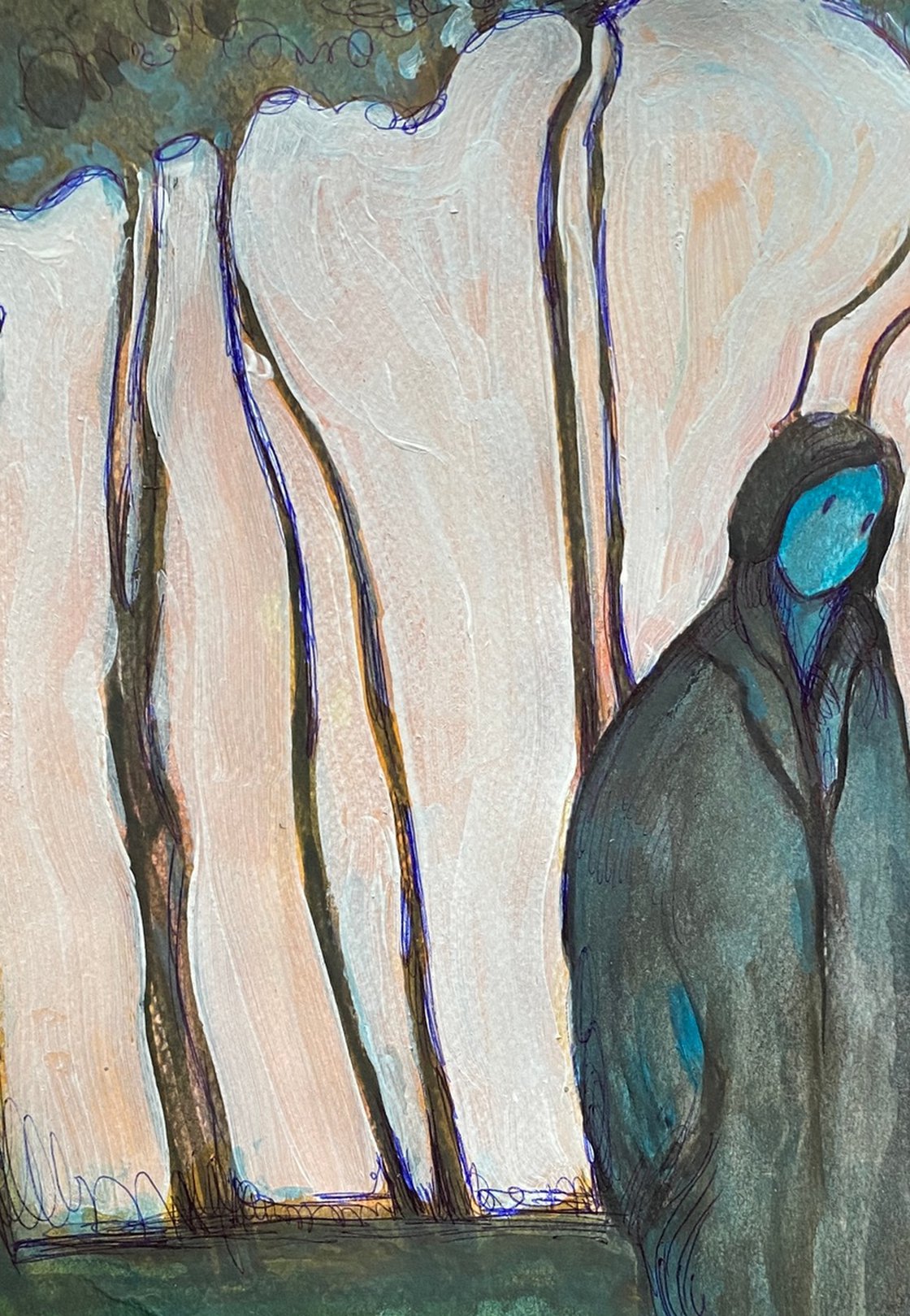 Man with a Blue Face Acrylic painting by Liubov Ro | Artfinder