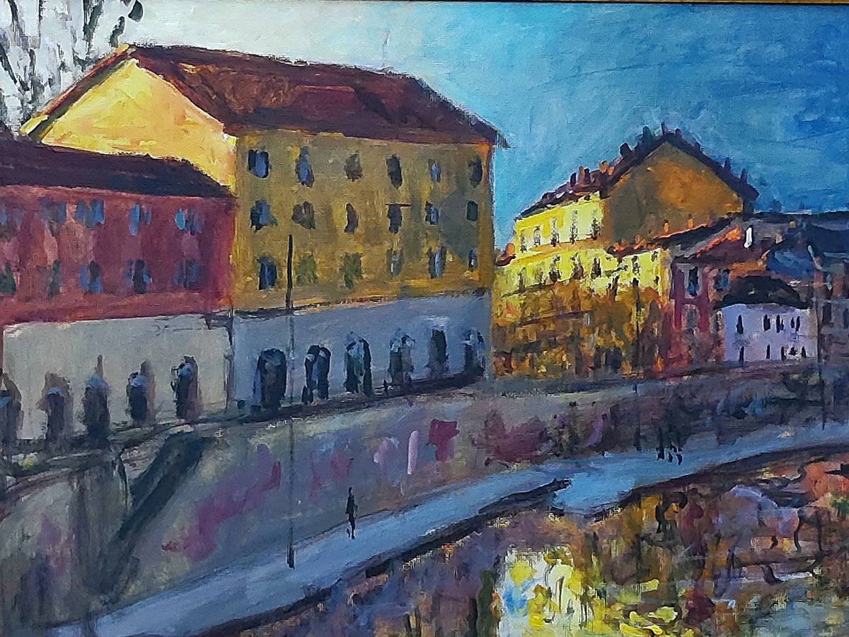 yellow houses of Milan Acrylic painting: Dimitris Voyiazoglou | Artfinder
