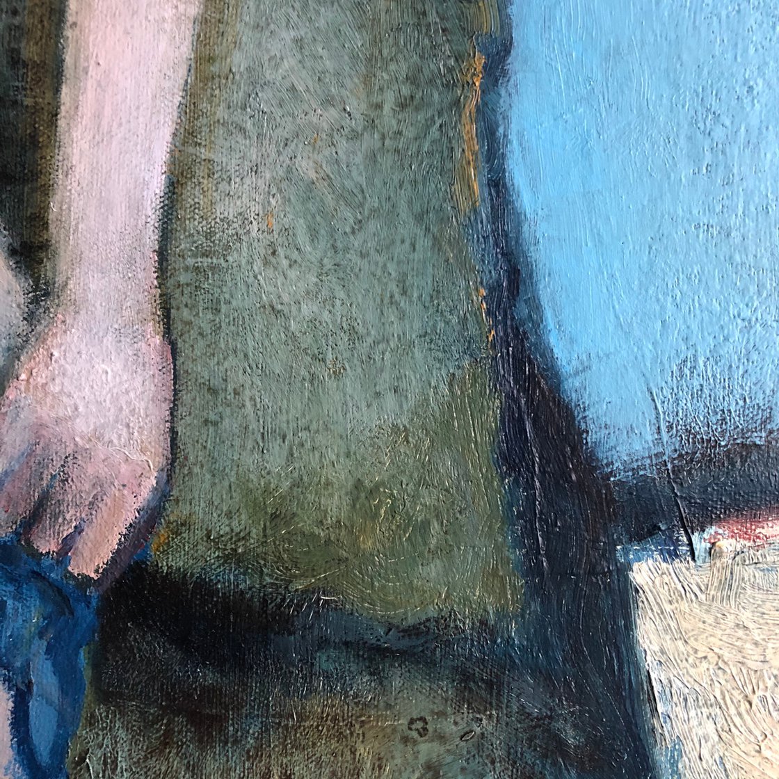 Pedn Vounder Swimmer Oil painting by Nigel Sharman | Artfinder