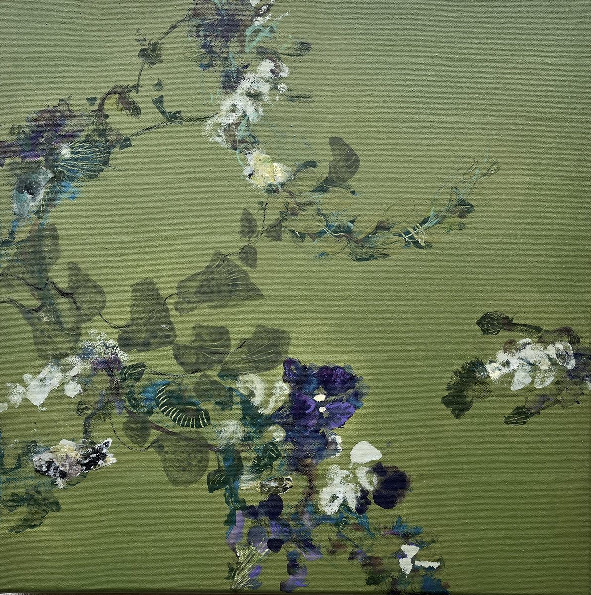 Floribunda Green Mixed-media painting: Lorraine Tuck | Artfinder