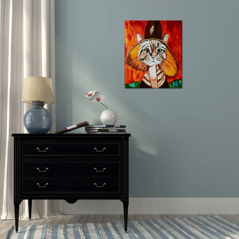 Cat - thinker inspired by Amedeo Clemente Modigliani Oil painting by ...