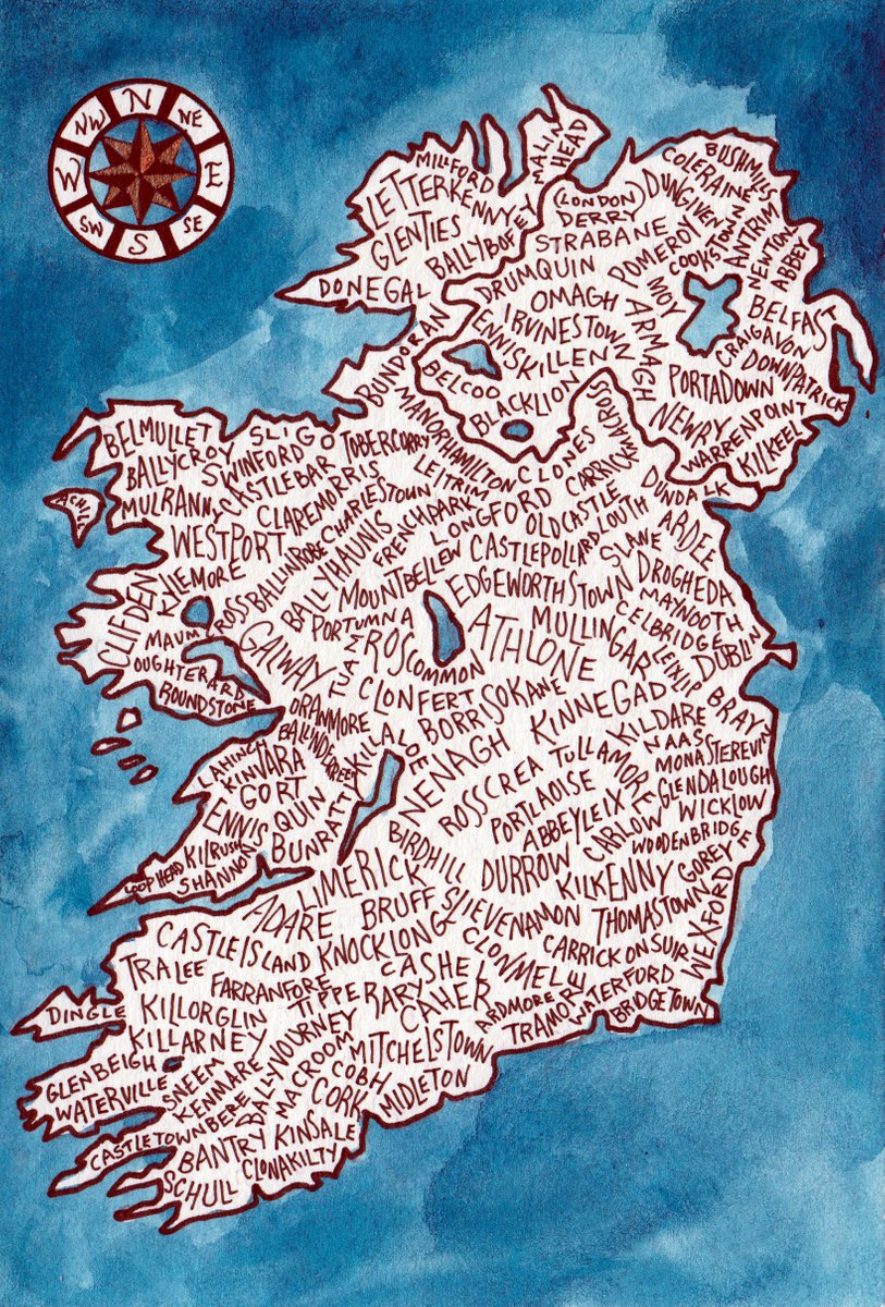Ireland Word Map (MINI) Ink drawing by Terri Smith | Artfinder
