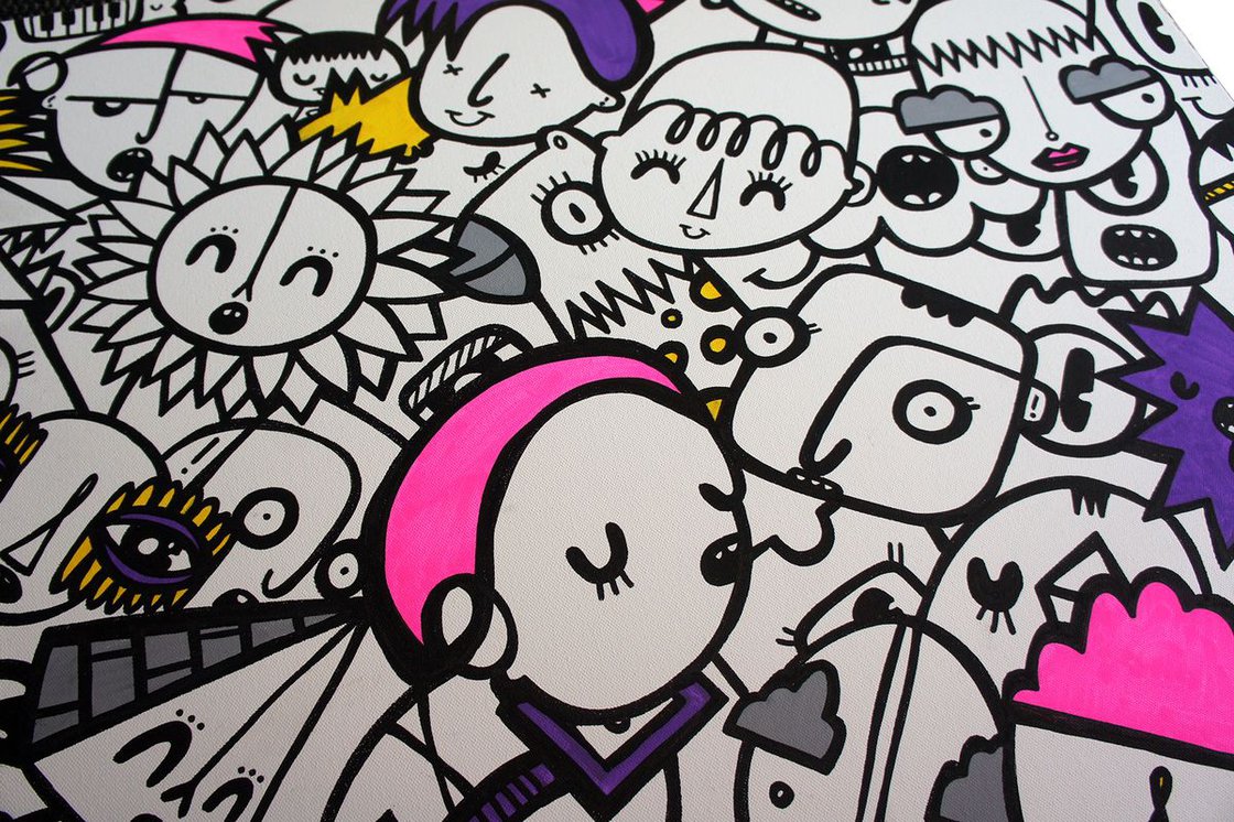 Tangled Crowd Painting: Kev Munday | Artfinder