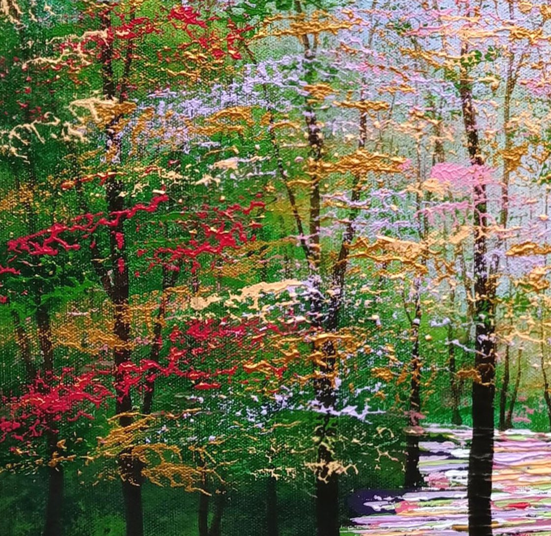 Original Acrylic Painting - Forest in Amber by Amanda Horvath