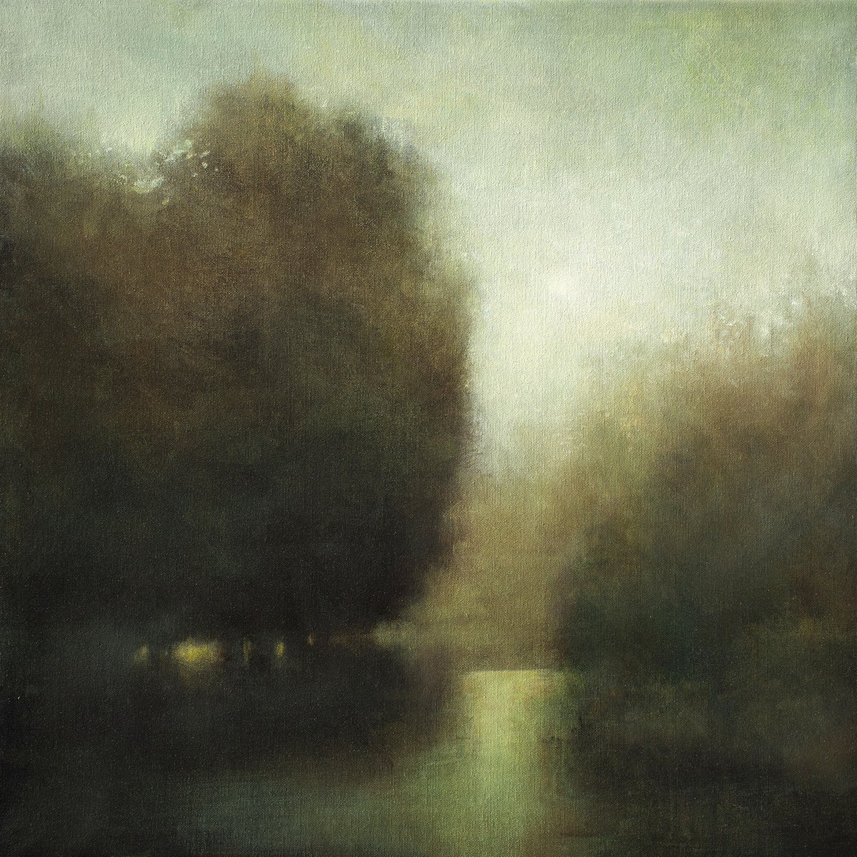 Tonal Landscape 220128, tonal landscape trees and water sunset Oil ...