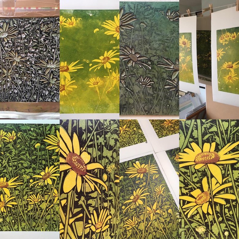 Black-eyed Susans Linocut by Susan Noble | Artfinder