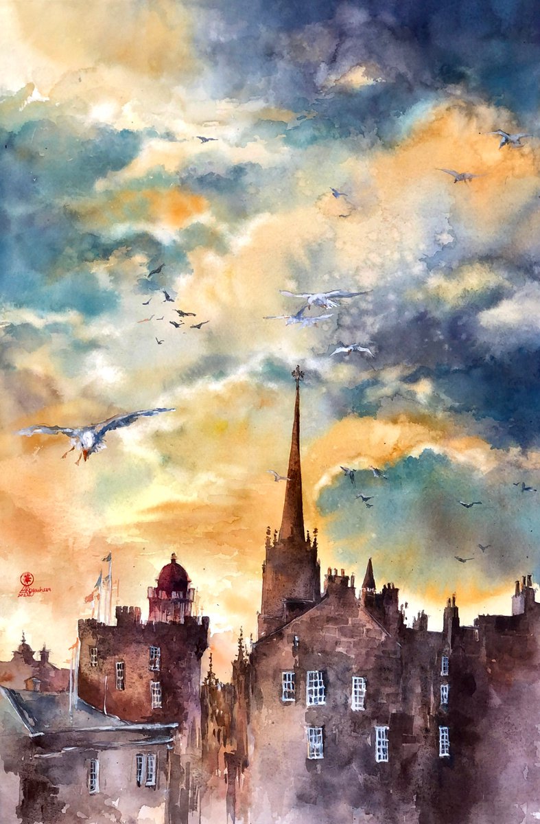 Roofs of Edinburgh #3 Watercolour: Larissa Rogacheva