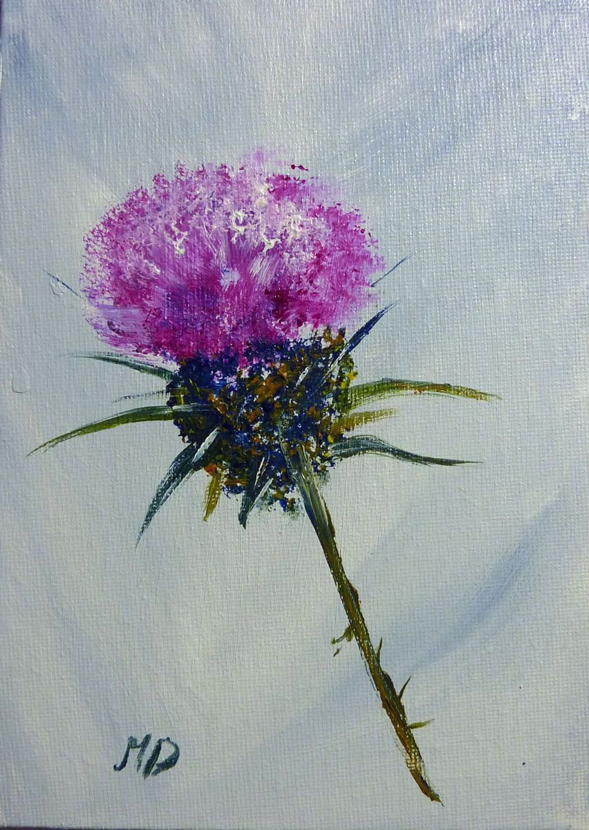 Scotland's National Emblem - The Thistle Acrylic painting: Margaret Denholm