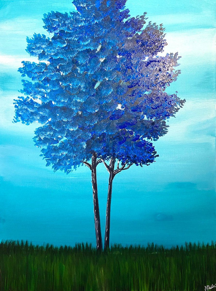 Large Blue Tree Acrylic painting: Aisha Haider | Artfinder