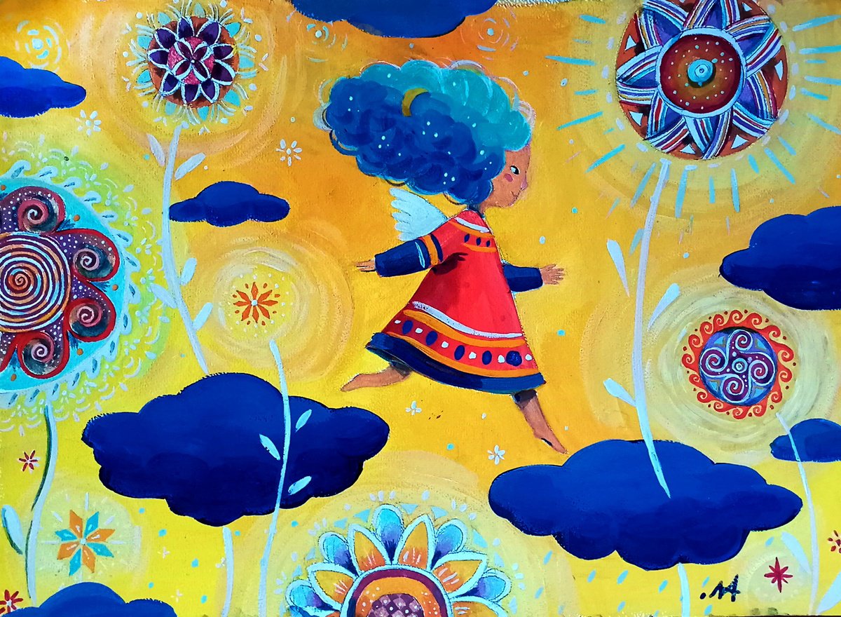 Sun Angel Gouache painting by Maria Andrieieva | Artfinder