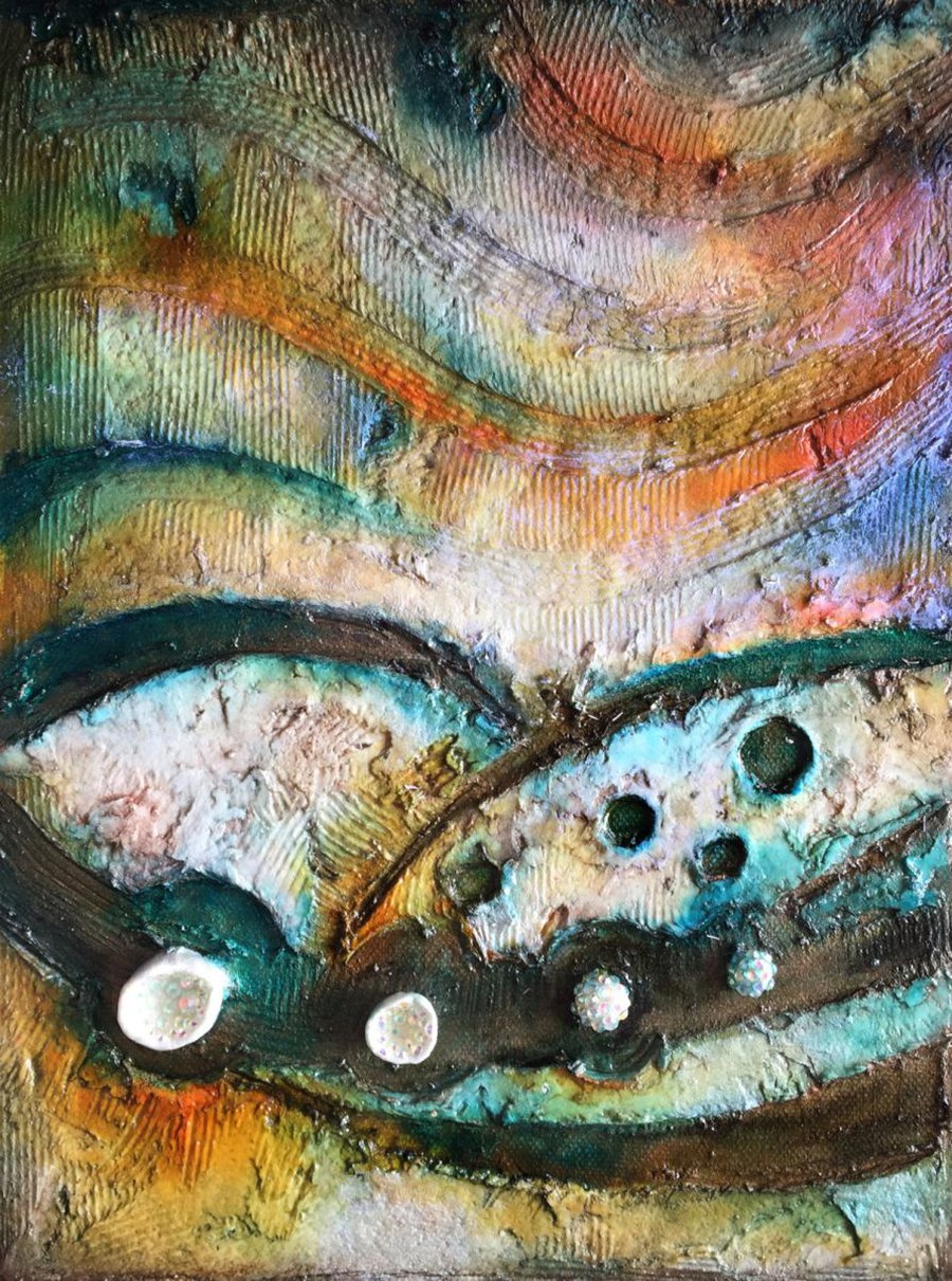 The Story of Four Icy Flowers Mixed-media painting: Maria Fondler ...