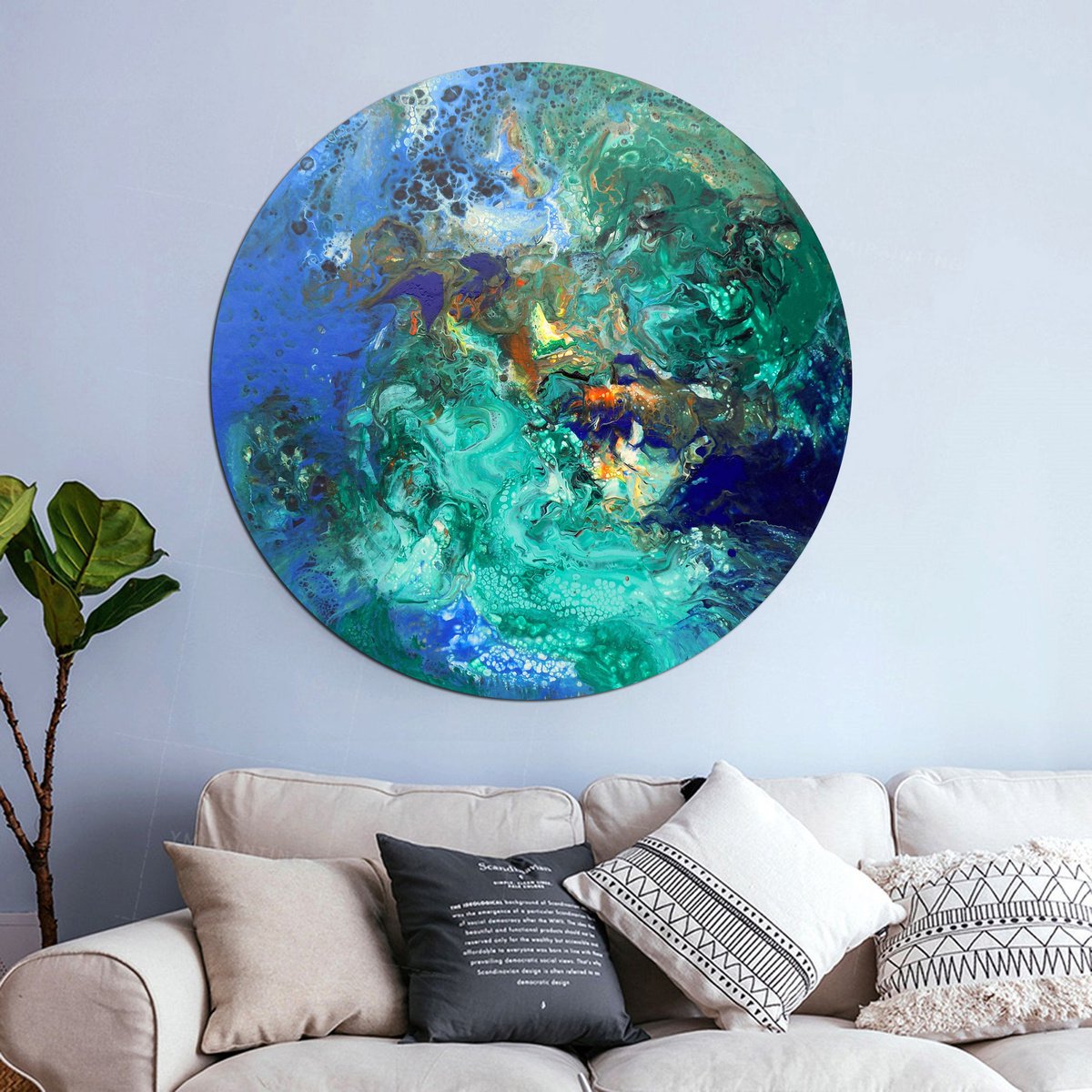 Large abstract round painting 80x80 cm - Peace Acrylic painting by ...
