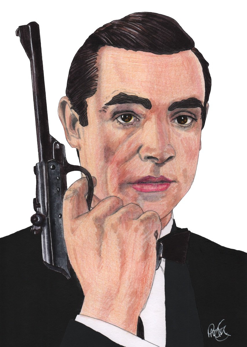 James Bond Sean Connery Pencil drawing by Paul Nelson-Esch | Artfinder