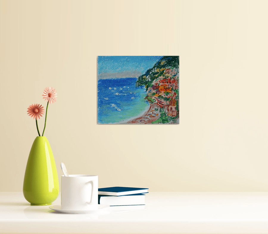 Positano, sketch 6x7" / OIL PASTEL DRAWING Pastel drawing by Salana Art ...