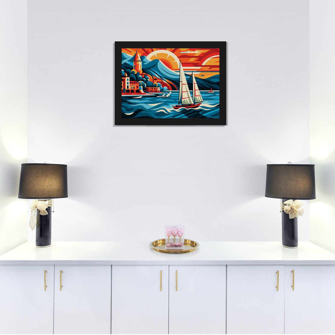 Yachts at the castle II Acrylic painting: Kosta Morr | Artfinder