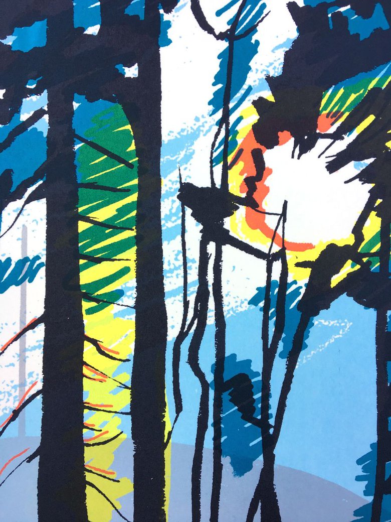 Forest and Low Sun Screenprint by James Bywood | Artfinder
